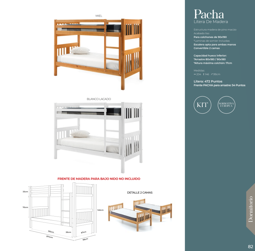 Litera de Madera Pacha